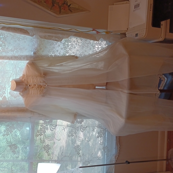 Vintage | Intimates & Sleepwear | Vintage Sheer Cream Chiffon Peignoir ...